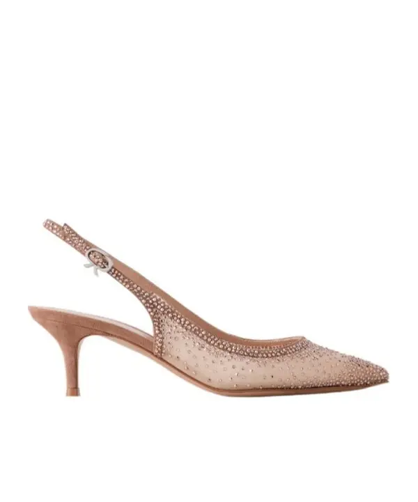 GIANVITO ROSSI Embellished Tulle Slingbacks