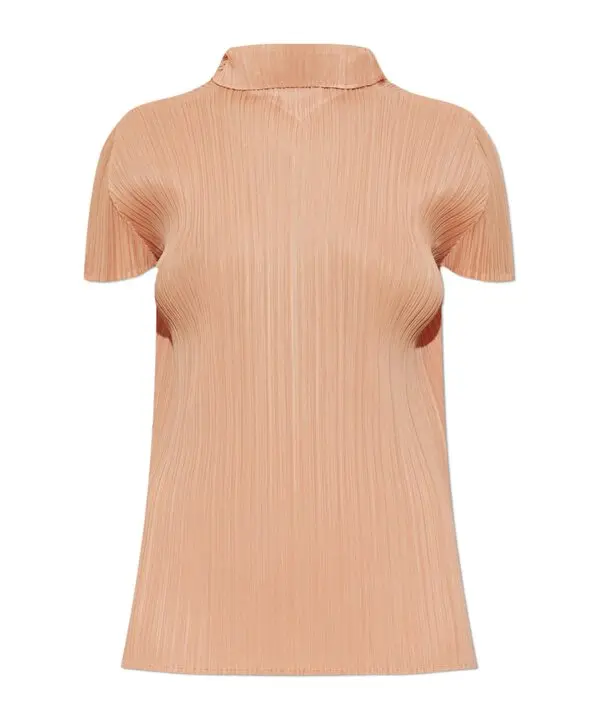 PLEATS PLEASE BY ISSEY MIYAKE Pleated High-neck Blouse