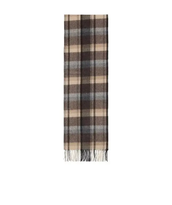 FERRAGAMO Checkered Detail Scarf - Black