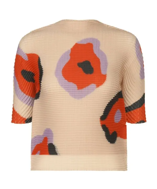 Issey Miyake Pleated Printed Top - Beige