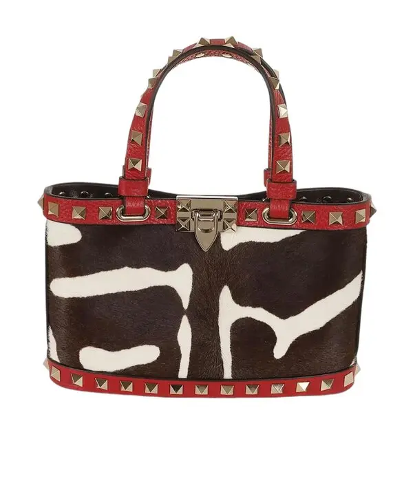 Valentino Garavani Rockstud Animal Patterned Tote Bag - Black