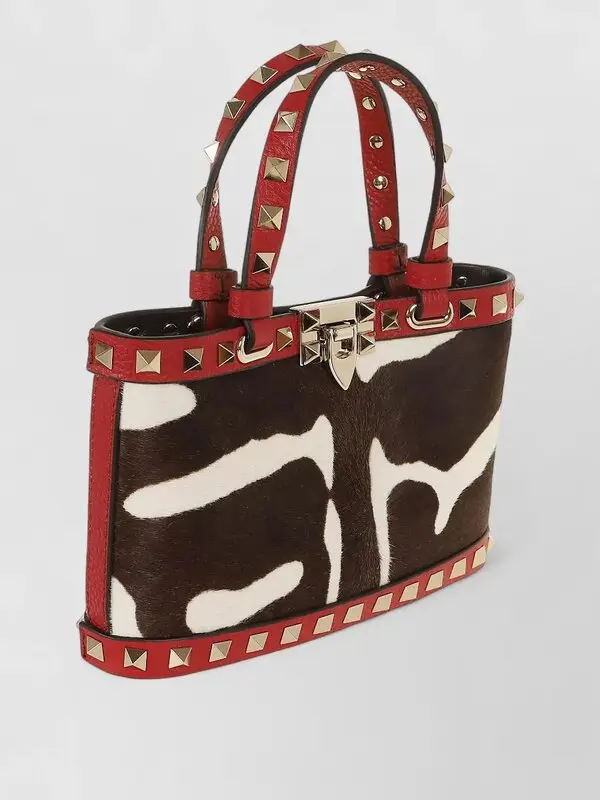 Valentino Garavani Rockstud Animal Patterned Tote Bag - Black