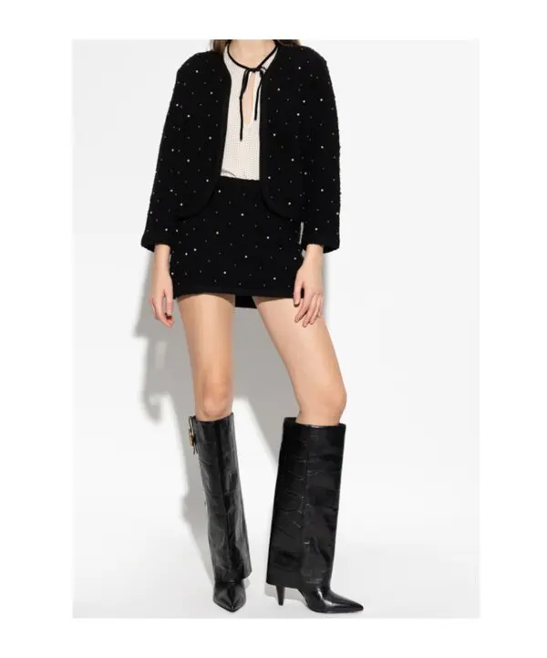 FRAME Polka Dot Puff Sleeve Blouse With Tie Neck