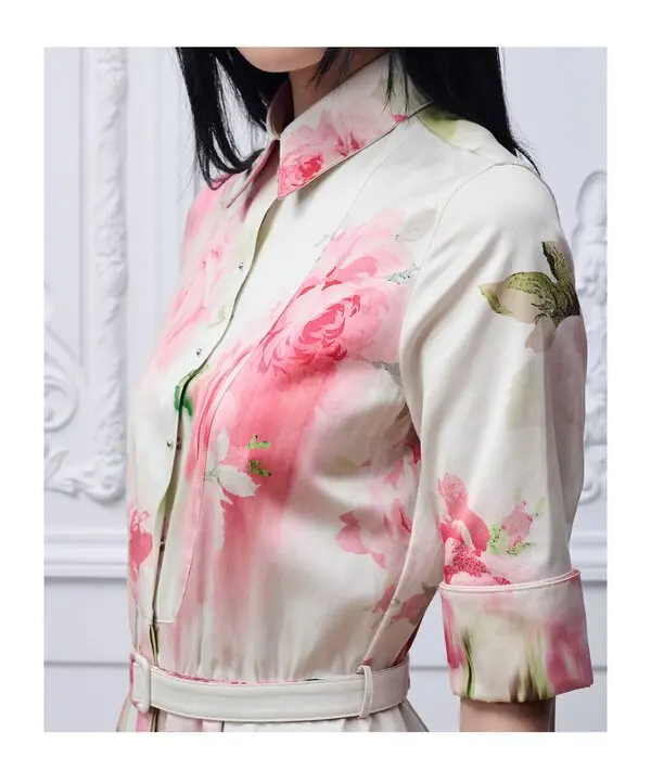 Dior Mid-length Belted Shirtdress With Floral Print