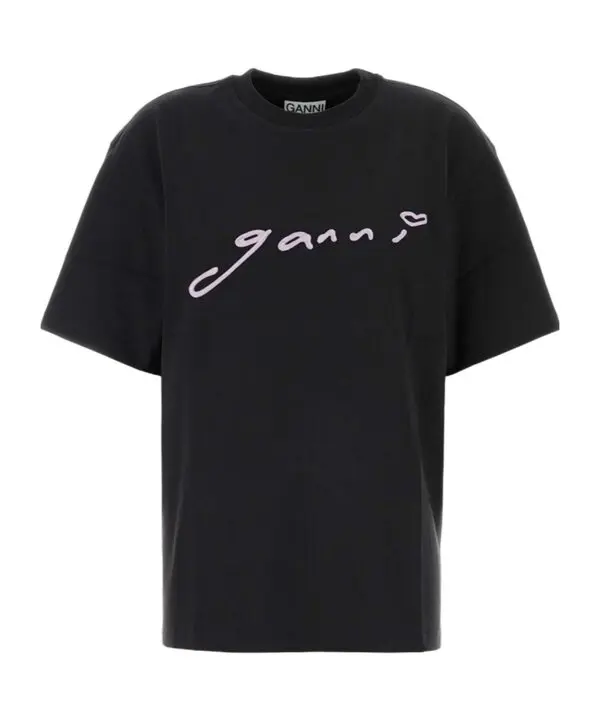 GANNI Embroidered Logo T-shirt - Phantom