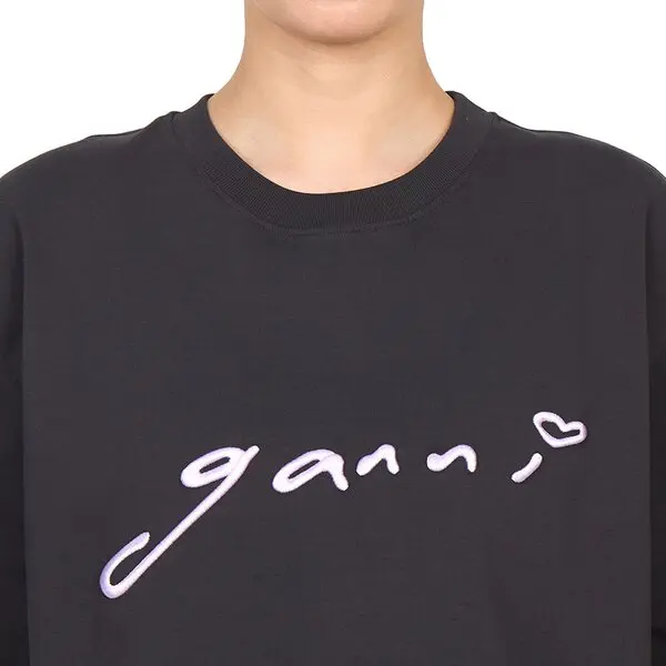 GANNI Embroidered Logo T-shirt - Phantom