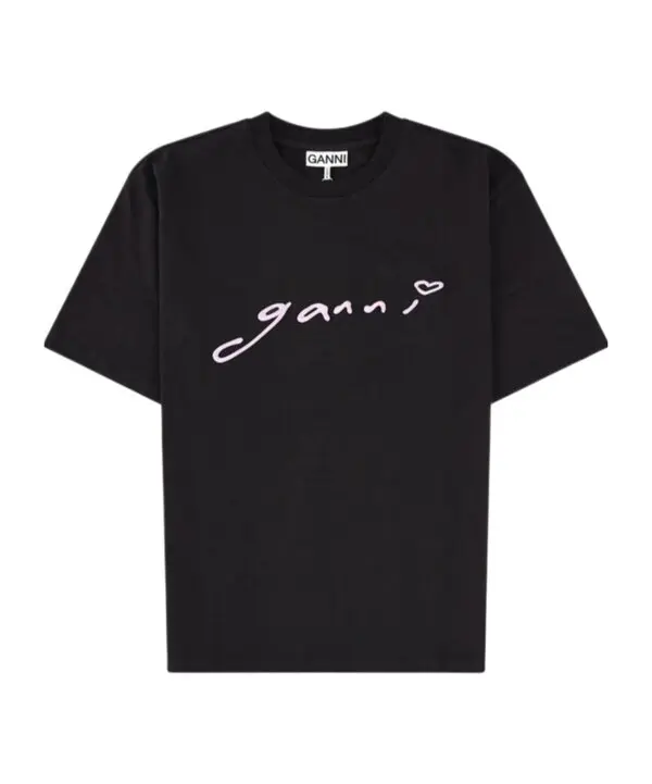 GANNI Embroidered Logo T-shirt - Phantom