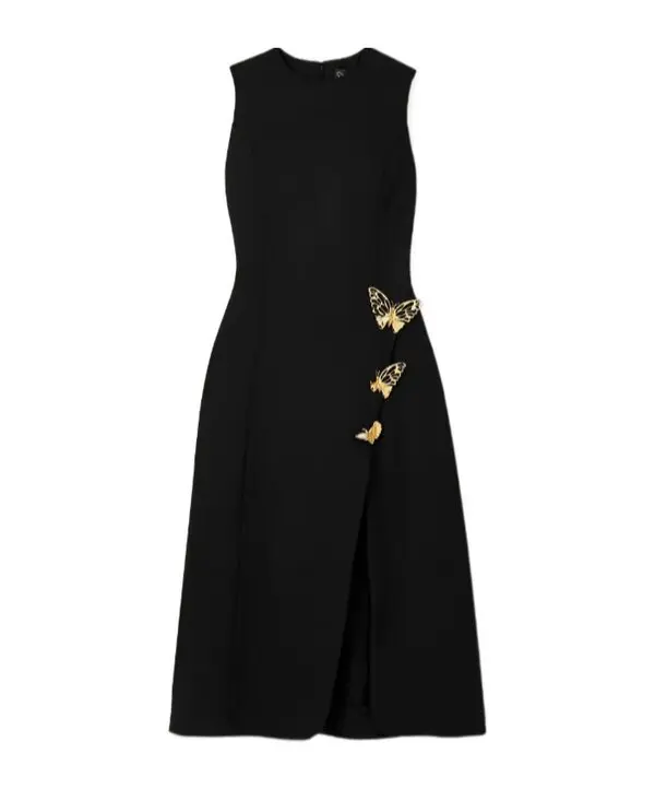 Oscar De La Renta Embellished Wool-blend Midi Dress