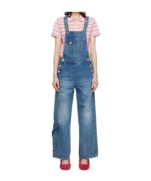 OPEN YY Cargo-pocket Denim Overalls - Blue