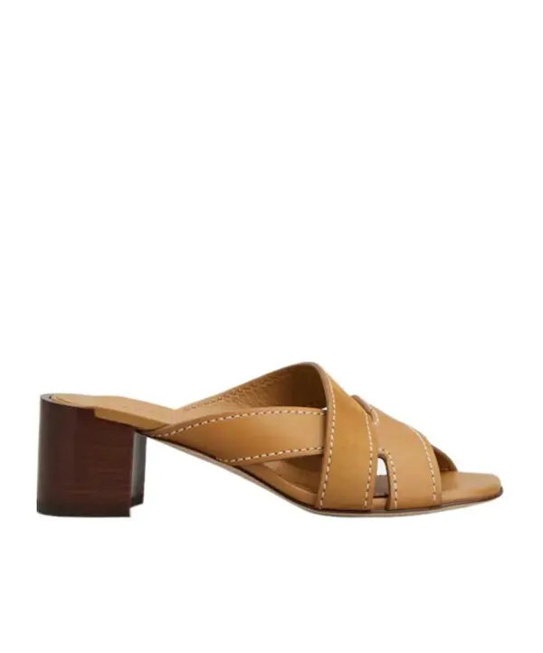 TOD'S Contrast Stitch Block Heel Mules