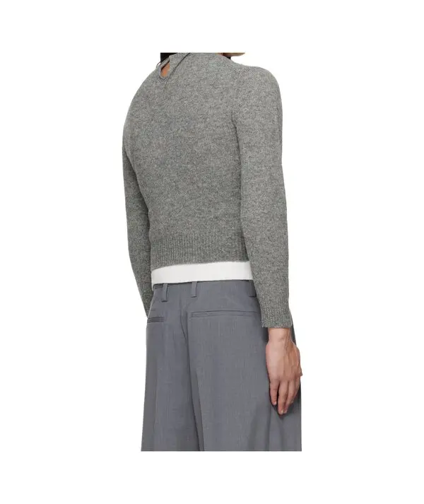 JIL SANDER Gray Knit Wool-blend Sweater