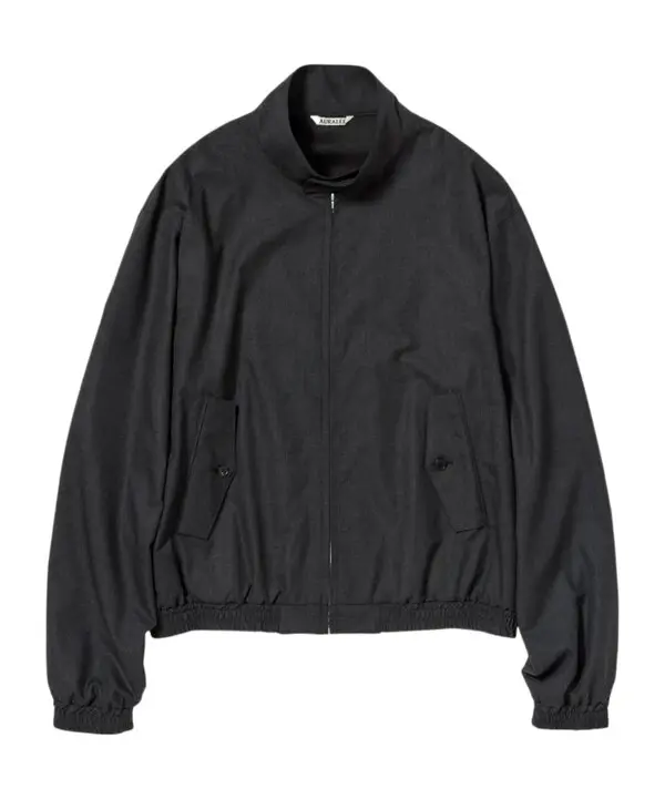 Auralee Long Sleeve Stand Collar Zip-up Jacket With Flap Pockets - Black