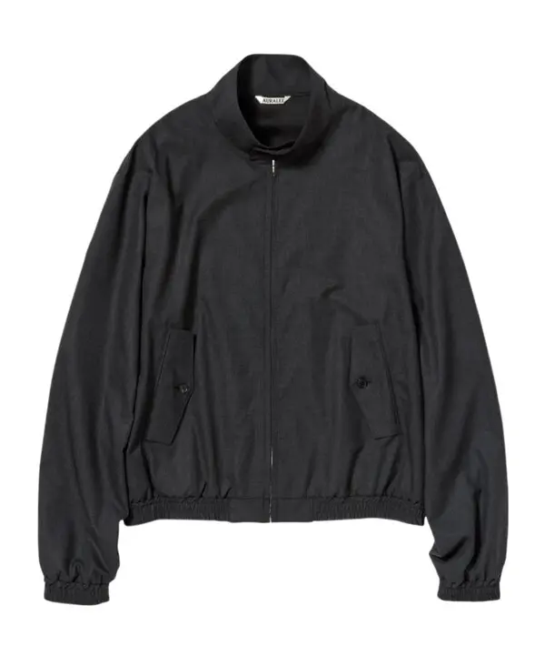 Auralee Long Sleeve Stand Collar Zip-up Jacket With Flap Pockets - Black