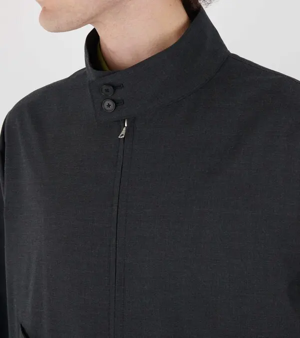 Auralee Long Sleeve Stand Collar Zip-up Jacket With Flap Pockets - Black