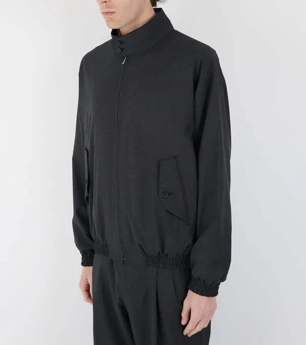 Auralee Long Sleeve Stand Collar Zip-up Jacket With Flap Pockets - Black