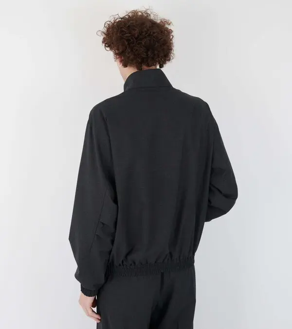 Auralee Long Sleeve Stand Collar Zip-up Jacket With Flap Pockets - Black