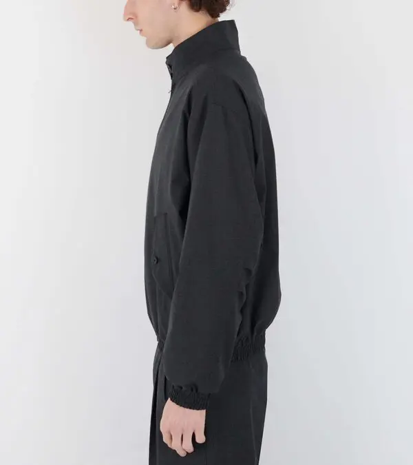 Auralee Long Sleeve Stand Collar Zip-up Jacket With Flap Pockets - Black