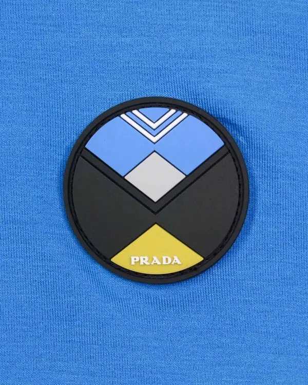 Prada Logo Round-necked T-shirt - Blue