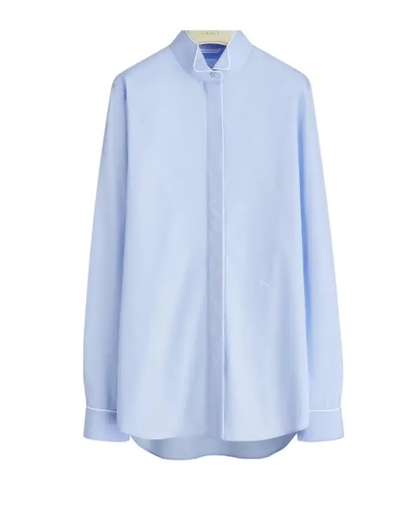 Dior Wing-collar Blouse With Concealed Front Closure - Blue