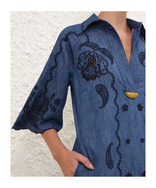 Zimmermann Embroidered Midi Dress - Blue