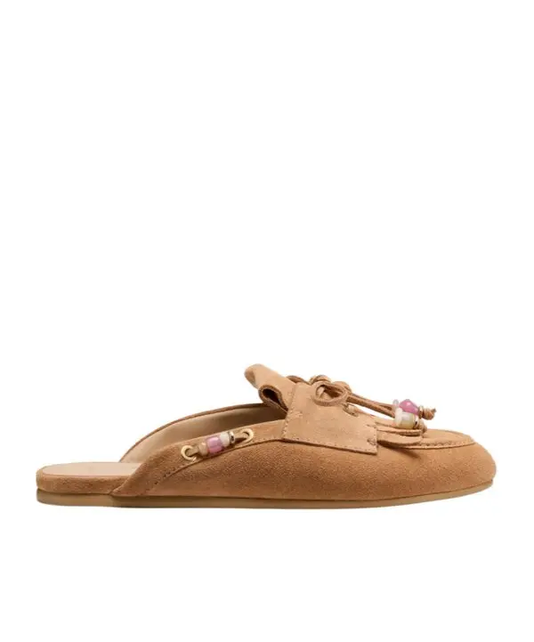 STUART WEITZMAN Embellished Tassel Mules - Brown