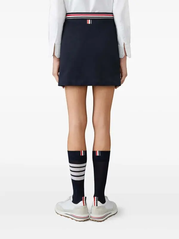 Thom Browne Piqué Mini Skirt With Tricolor Trim - Navy Blue