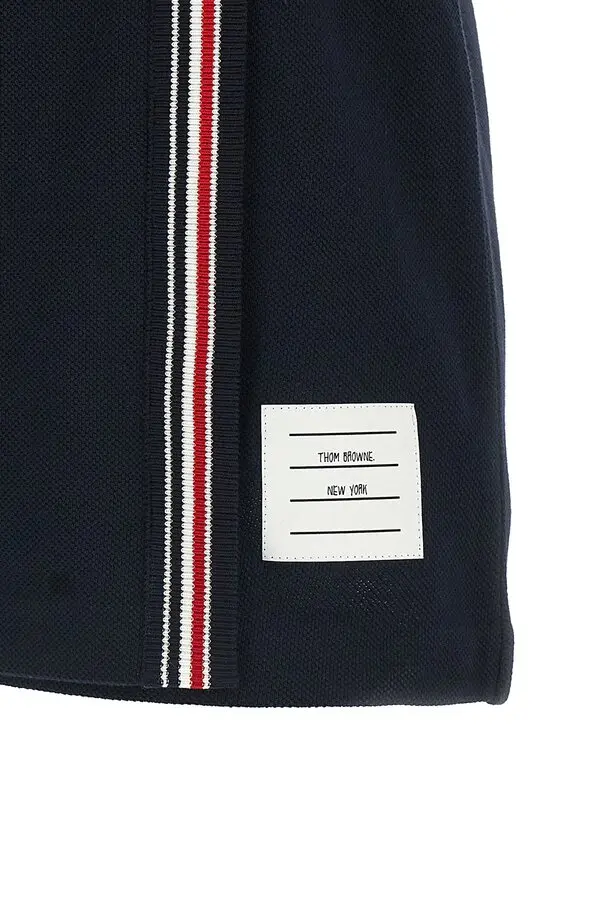 Thom Browne Piqué Mini Skirt With Tricolor Trim - Navy Blue