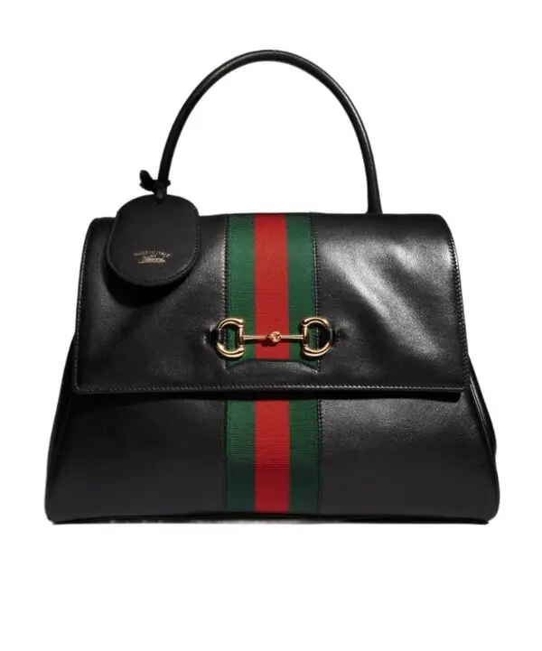 Gucci Leather Paparazzo Medium Top Handle Bag - Black
