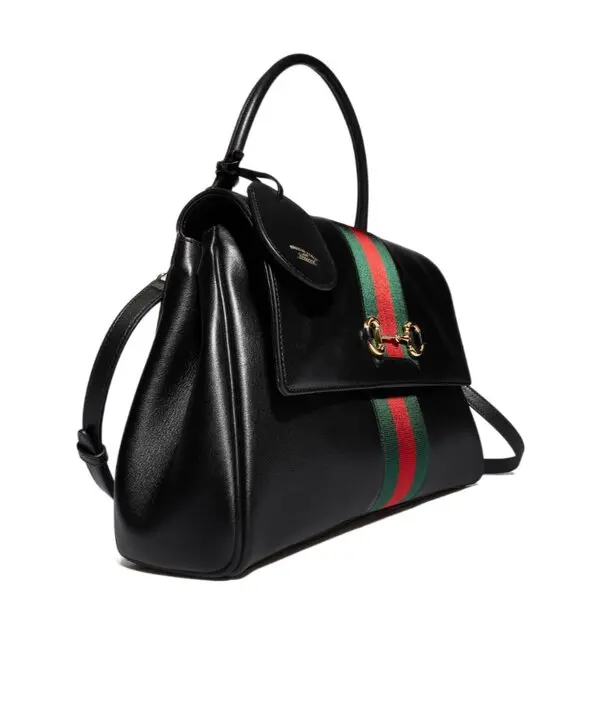 Gucci Leather Paparazzo Medium Top Handle Bag - Black