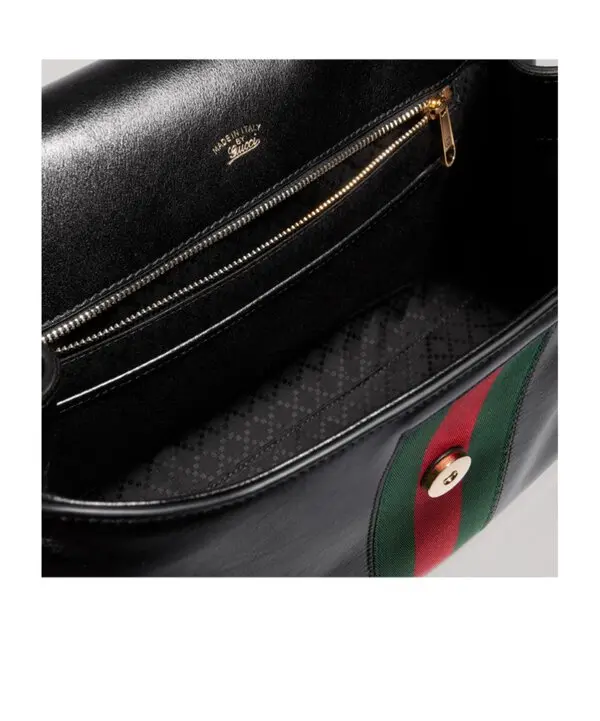 Gucci Leather Paparazzo Medium Top Handle Bag - Black
