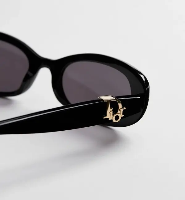 Dior Oval Full Rim Sunglasses With Gold Tone Monogrammed Detail