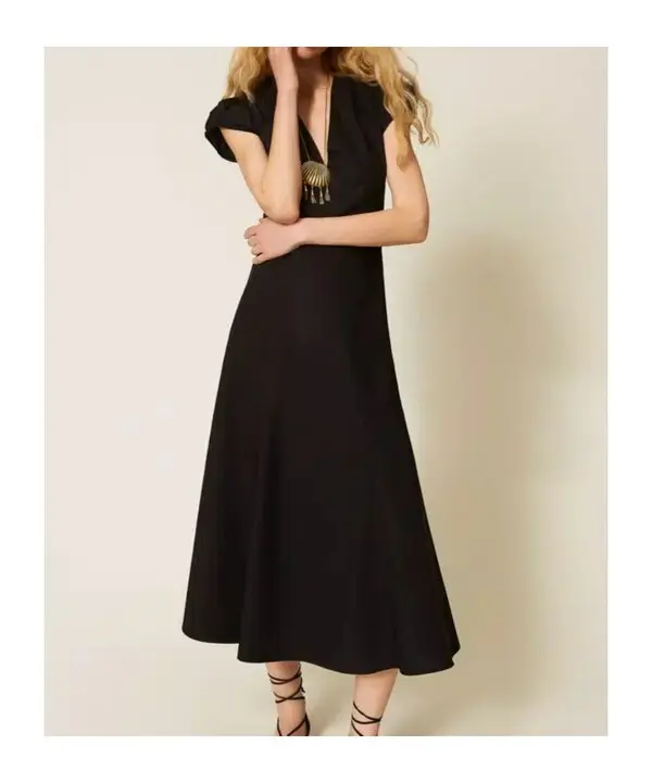 TWINSET V-neck Cut-out Midi Dress