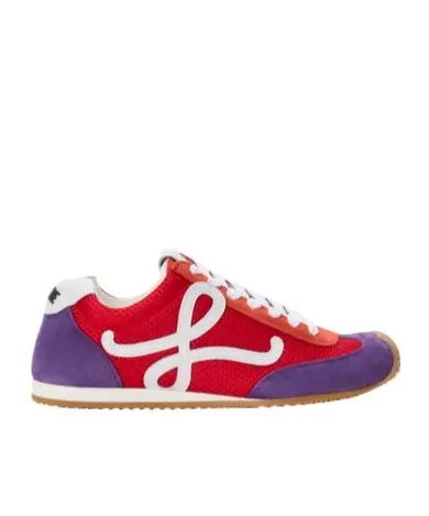 Loewe Lace-up Sneakers With Embossed Anagram Detail - Red/white/purple