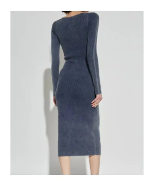 DIESEL® Ribbed Zip-front Day Dress With Oversized Pockets - Navy Blue