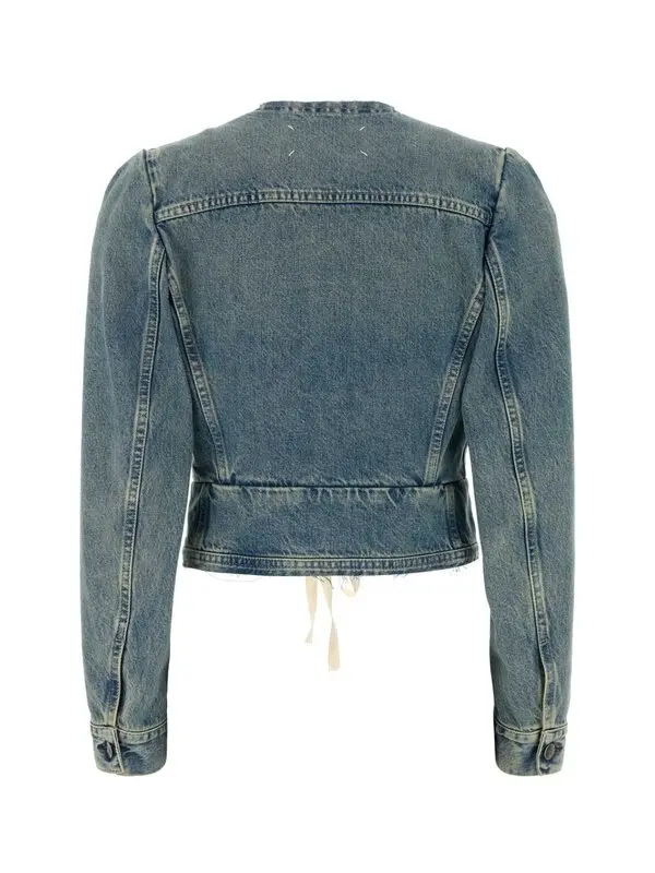 MAISON MARGIELA Raw-edge Cropped Denim Jacket - Light Blue