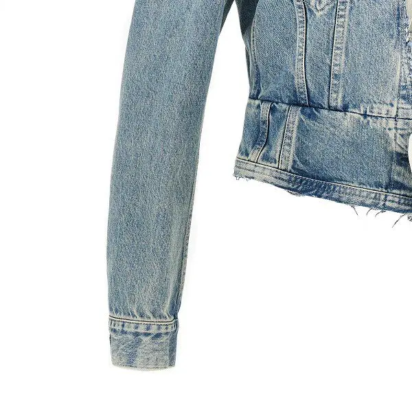 MAISON MARGIELA Raw-edge Cropped Denim Jacket - Light Blue