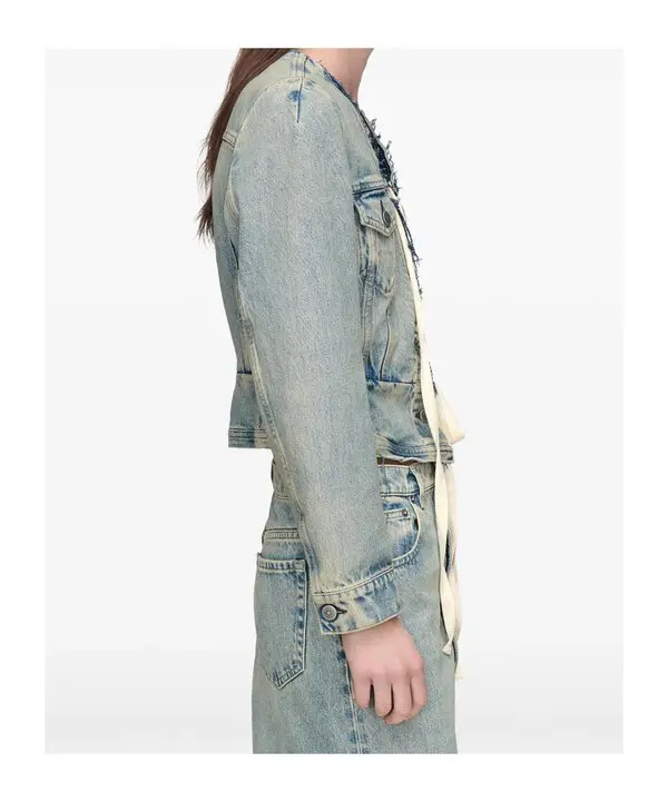 MAISON MARGIELA Raw-edge Cropped Denim Jacket - Light Blue