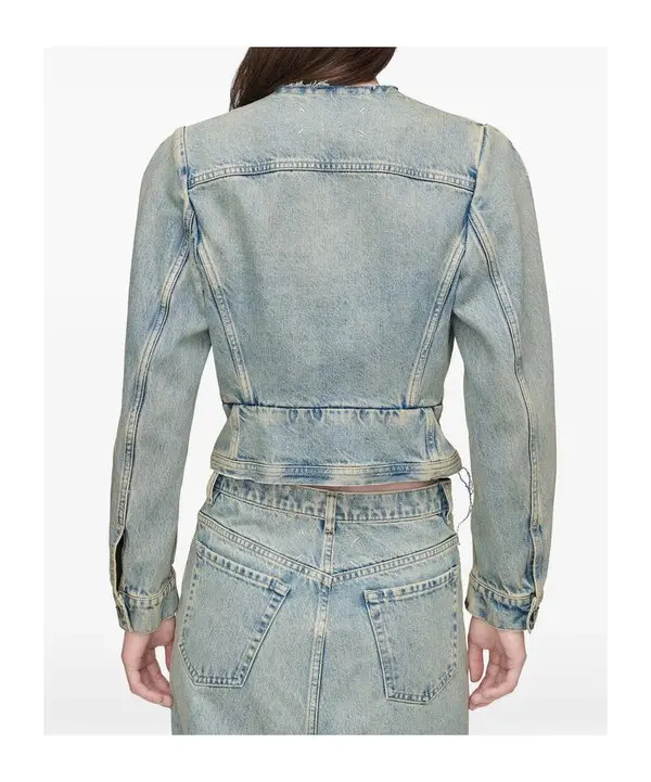 MAISON MARGIELA Raw-edge Cropped Denim Jacket - Light Blue