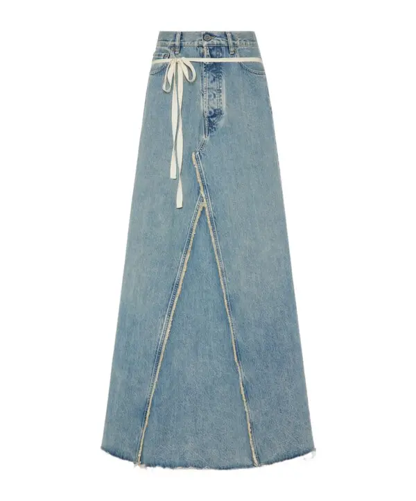MAISON MARGIELA Raw Hem Denim Maxi Skirt