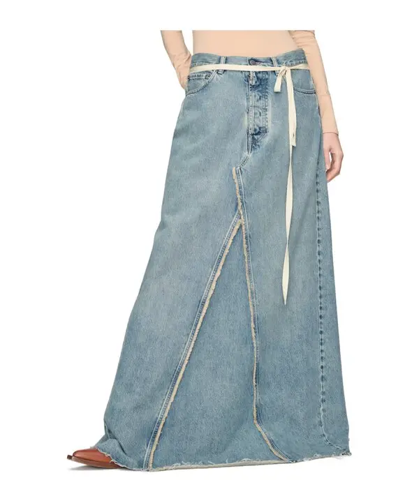 MAISON MARGIELA Raw Hem Denim Maxi Skirt