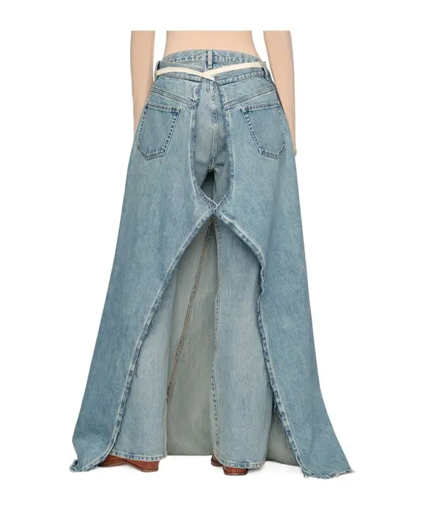 MAISON MARGIELA Raw Hem Denim Maxi Skirt