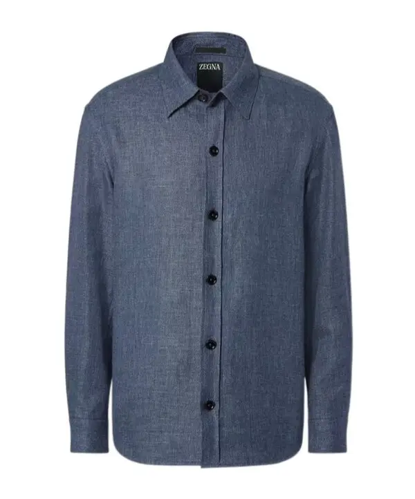 Zegna Textured Long-sleeve Shirt - Deep Indigo
