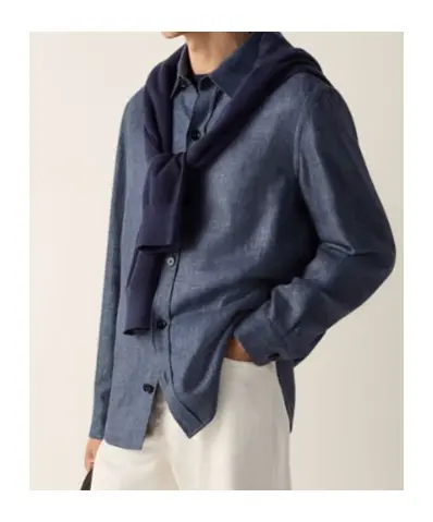 Zegna Textured Long-sleeve Shirt - Deep Indigo