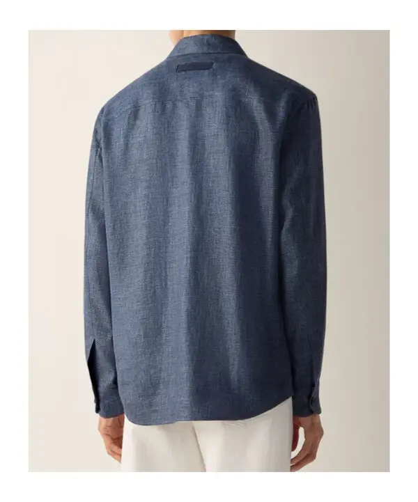 Zegna Textured Long-sleeve Shirt - Deep Indigo