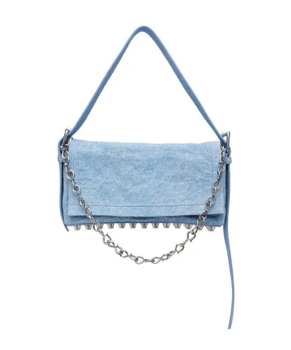 Alexander Wang Medium Denim Ricco Flap Shoulder Bag - Blue