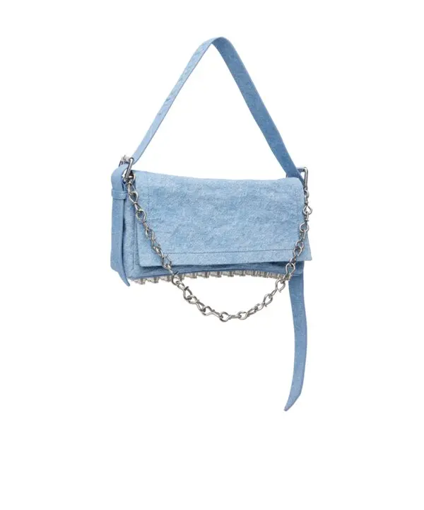 Alexander Wang Medium Denim Flap Shoulder Bag With Studded Detail