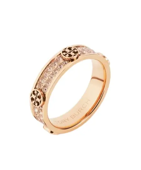 Tory Burch Icon Pavé Ring - Rose Gold / Pink