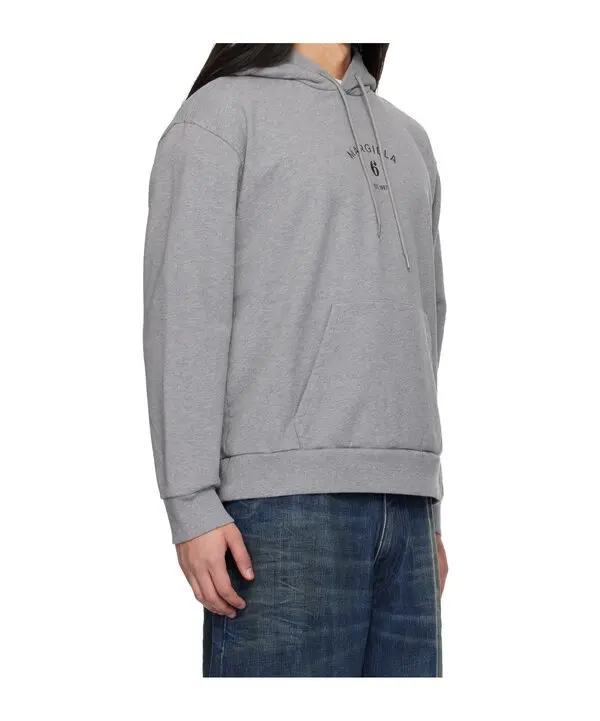 MAISON MARGIELA Logo Printed Drawstring Hoodie - Gray