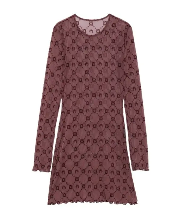 MARINE SERRE Long Sleeve Printed Mini Dress