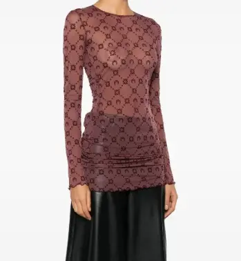 MARINE SERRE Long Sleeve Printed Mini Dress